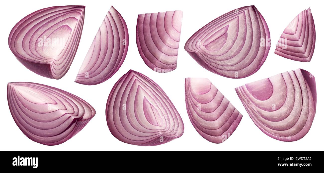Sliced red onion isolated on white background with clipping path Stock ...