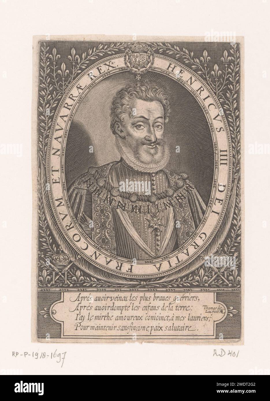 Portrait of Henry IV, King of France and Navarra, Thomas de Leu, 1576 ...