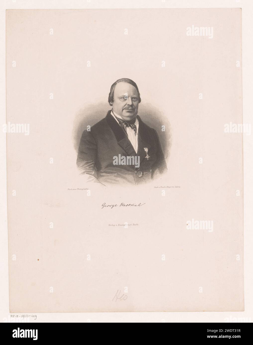 Portrait van George Hesekiel, August Weger, After Anonymous, 1860 - 1892 print Leipzig paper ...