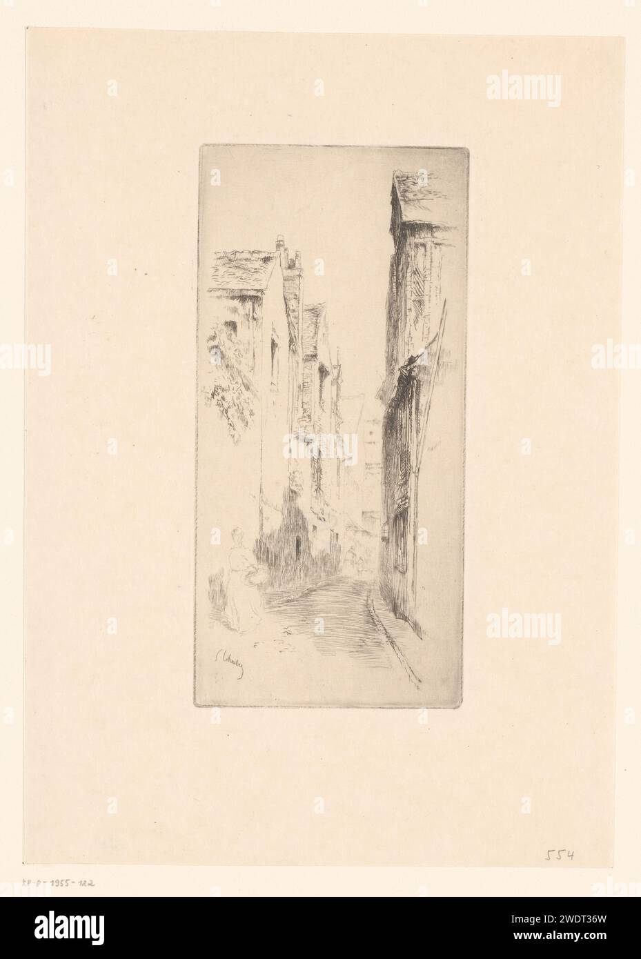 View of a street with passers -by, Gustave Leheutre, 1909 print paper ...