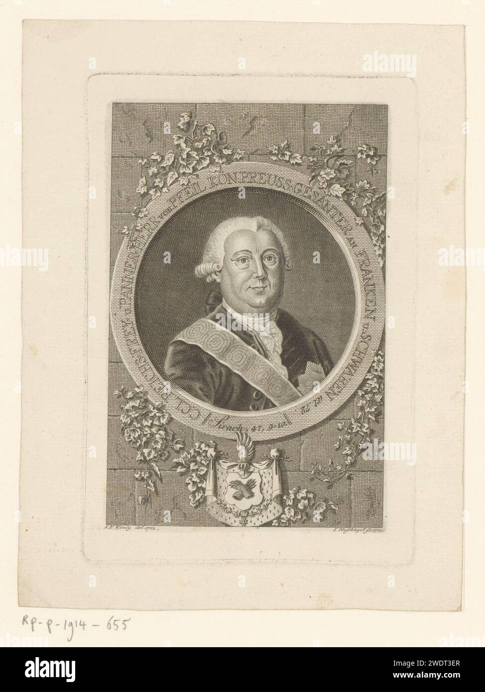 Portrait van Christian Karl Ludwig von Pfeil, Johann Nusbiegel, after a ...