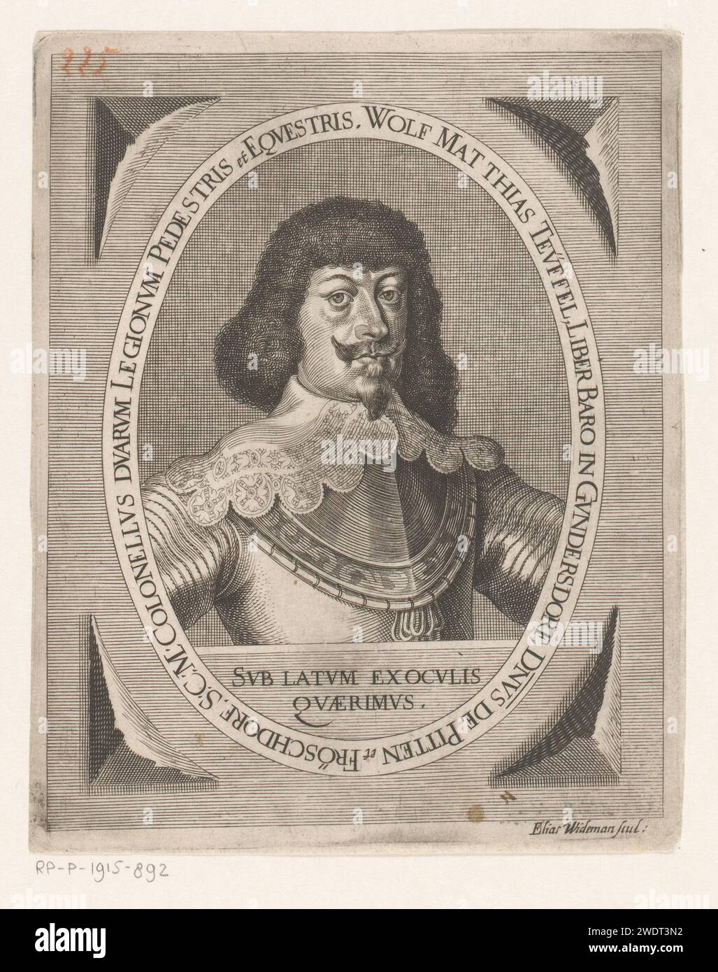 PortraT van Wolf Matthias von Teufel, Elias Widemann, 1634 - 1651 print ...