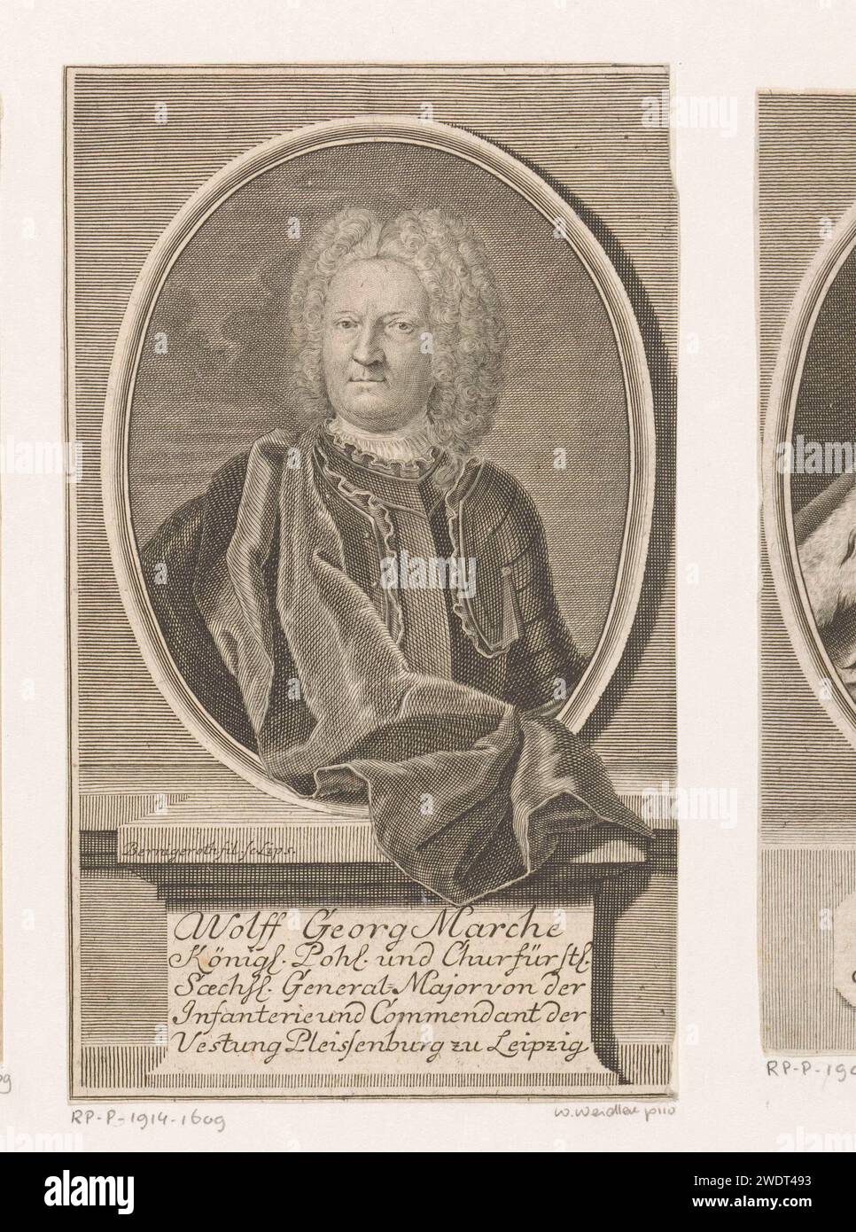 Portrait of Wolff Georg Marche, Johann Martin Berbigeroth, 1735 print ...