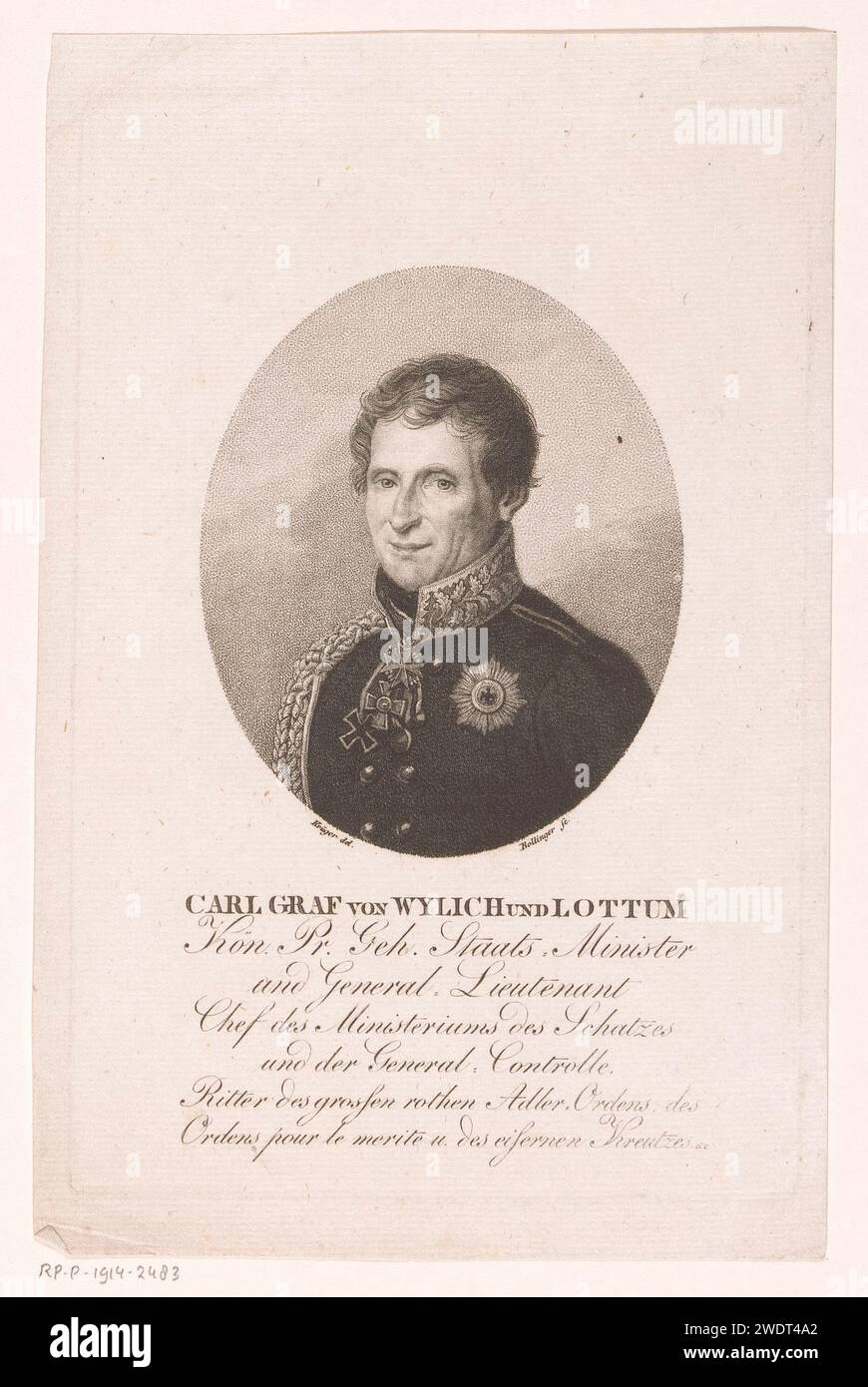 PortraT van Carl Friedrich Heinrich, Count of Wylich and Lottum ...