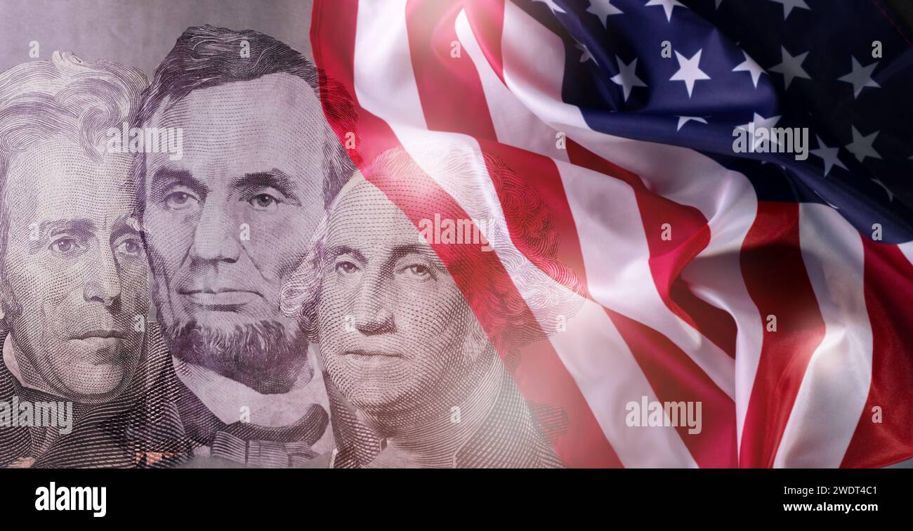 Happy Presidents Day Concept with the US national Flag against a ...