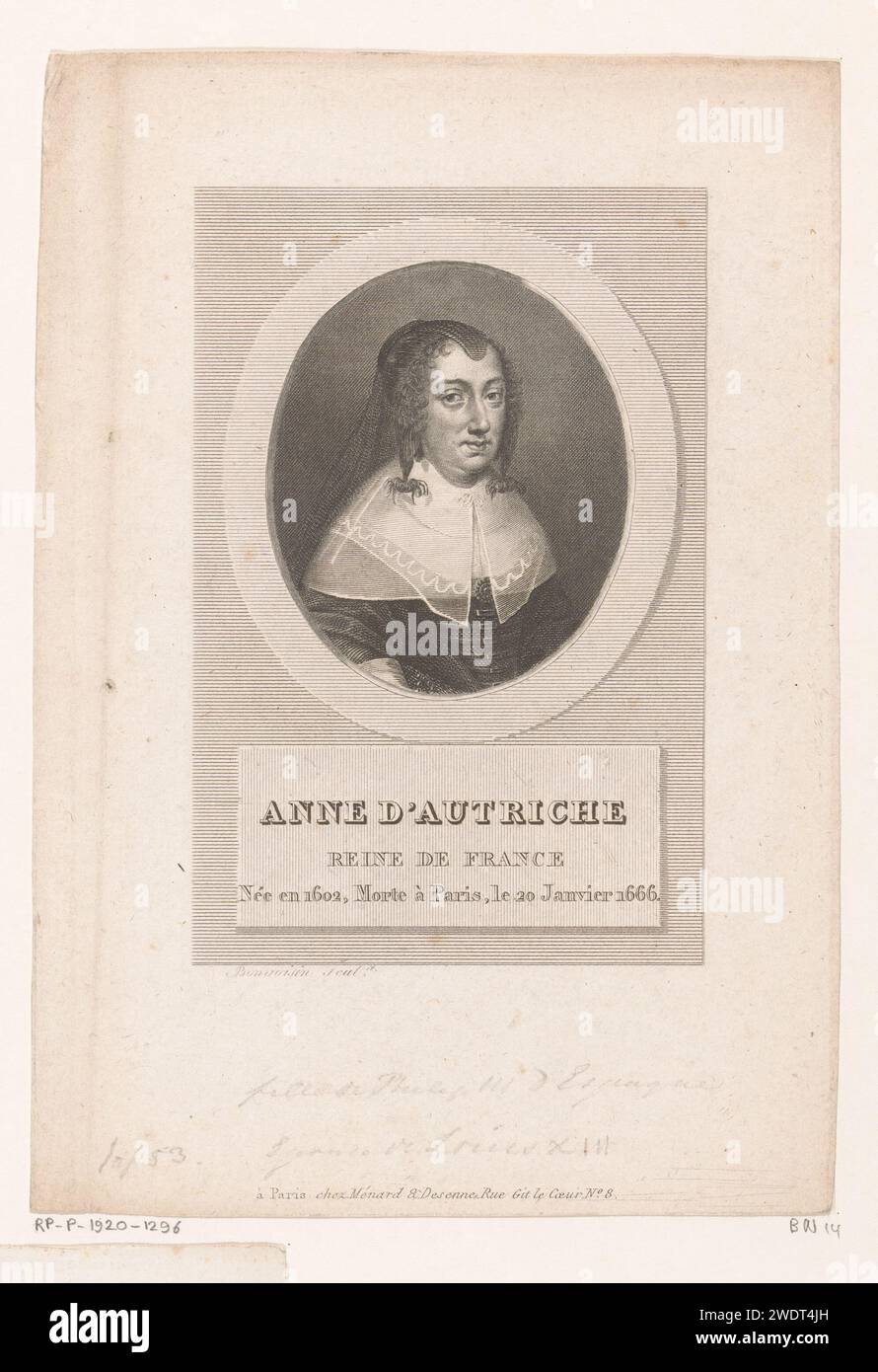 Portrait of Anna van Austria (Queen of France), Jean Bonvoisin, 1816 ...