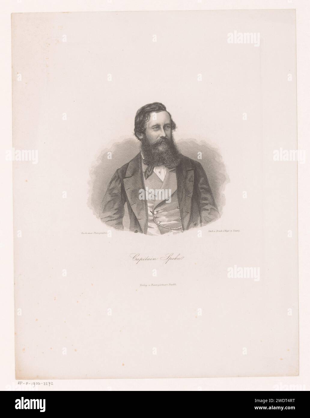PortraT van John Hanning Spece, August Weger, After Anonymous, 1860 - 1892 print Leipzig paper ...