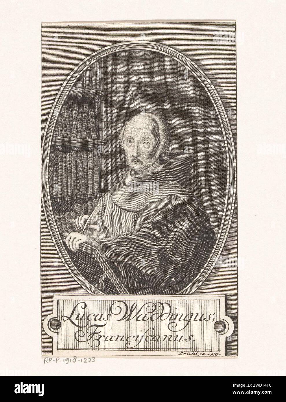 Portrait of Luke Wadding, Johann Benjamin Brühl, 1736 print Leipzig ...