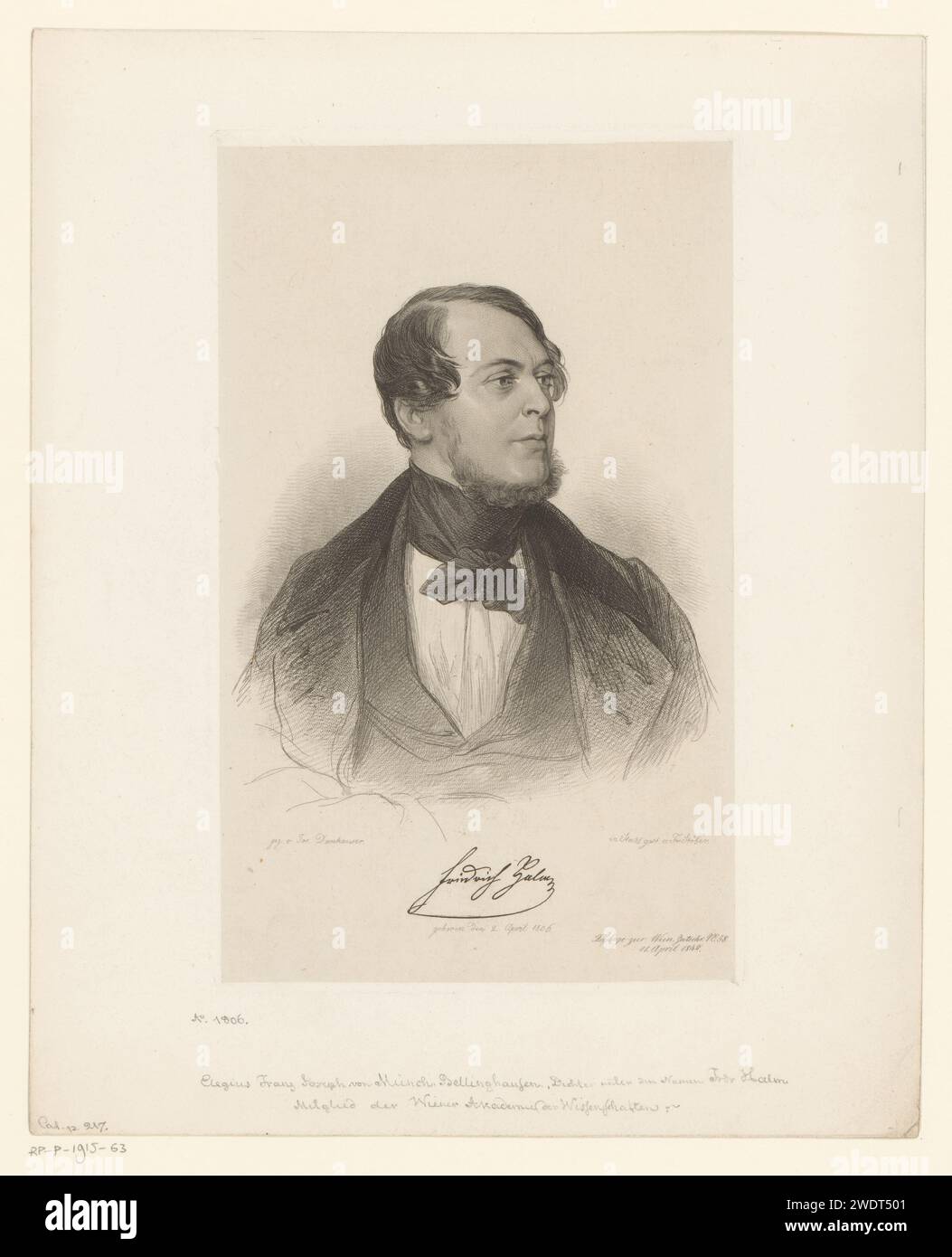 Portrait van Friedrich Halm, Franz Xaver Stöber, after Josef Danhauser ...
