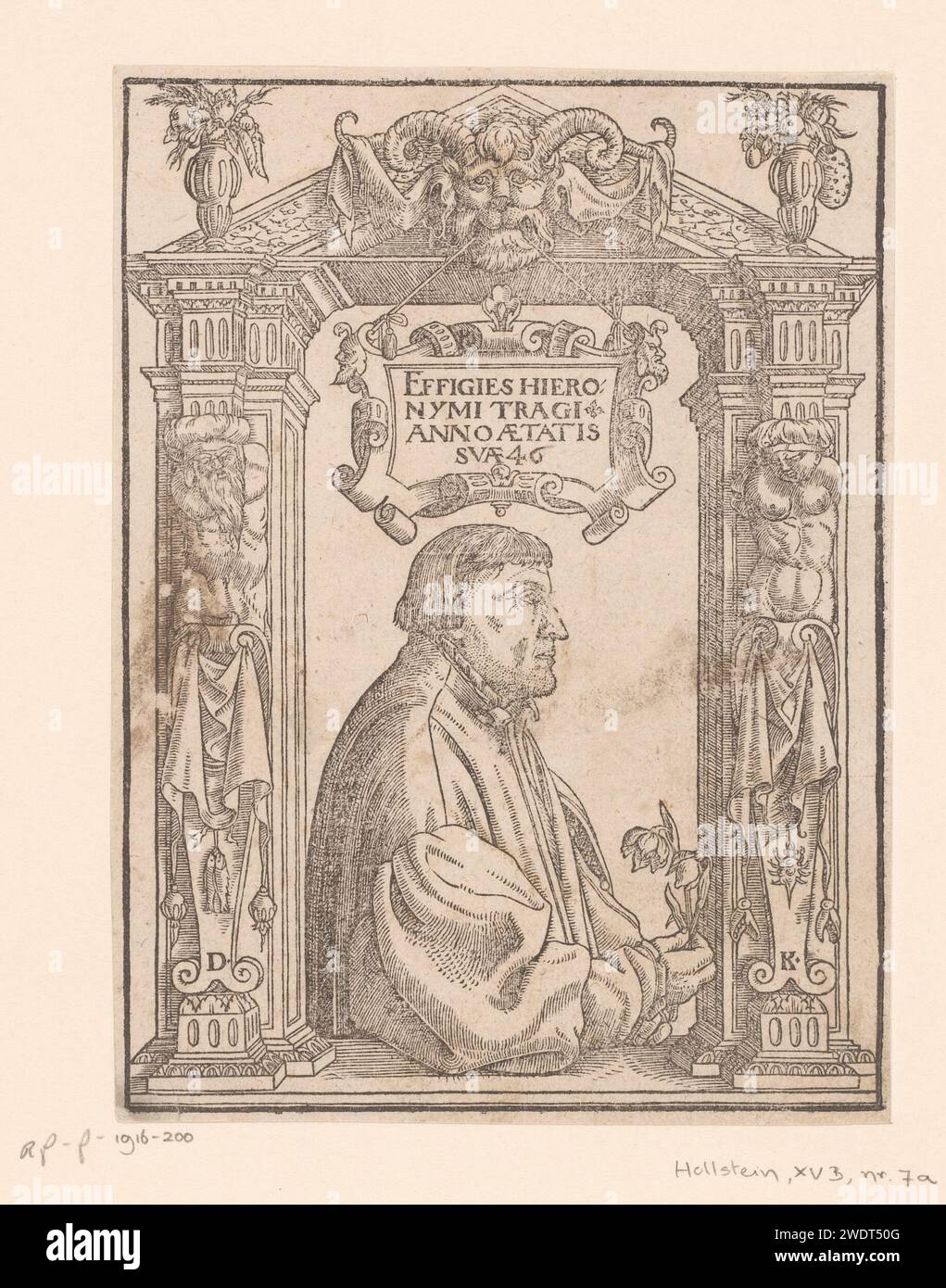 Portrait of the Hieronymus Bock in ornamental frame, Anonymous, David ...