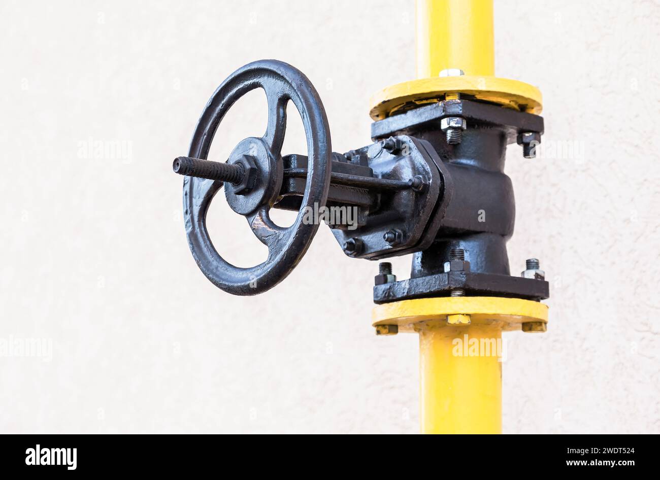 Gas valve on the pipeline of apartment building close up Stock Photo ...