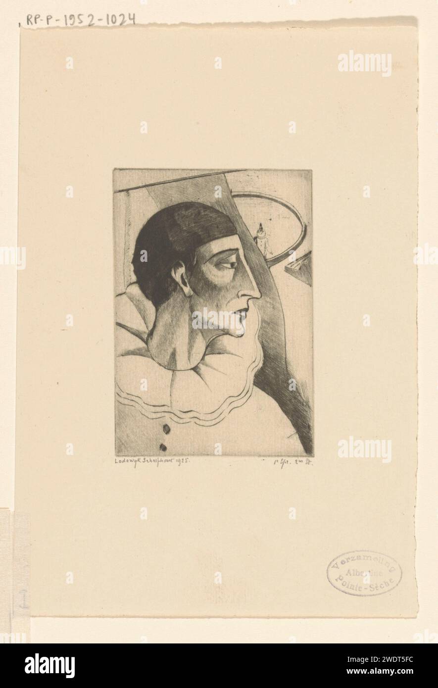 Pierrot IV, Lodewijk Schelfhout, 1925 print Portrait of a pierrot. With ...