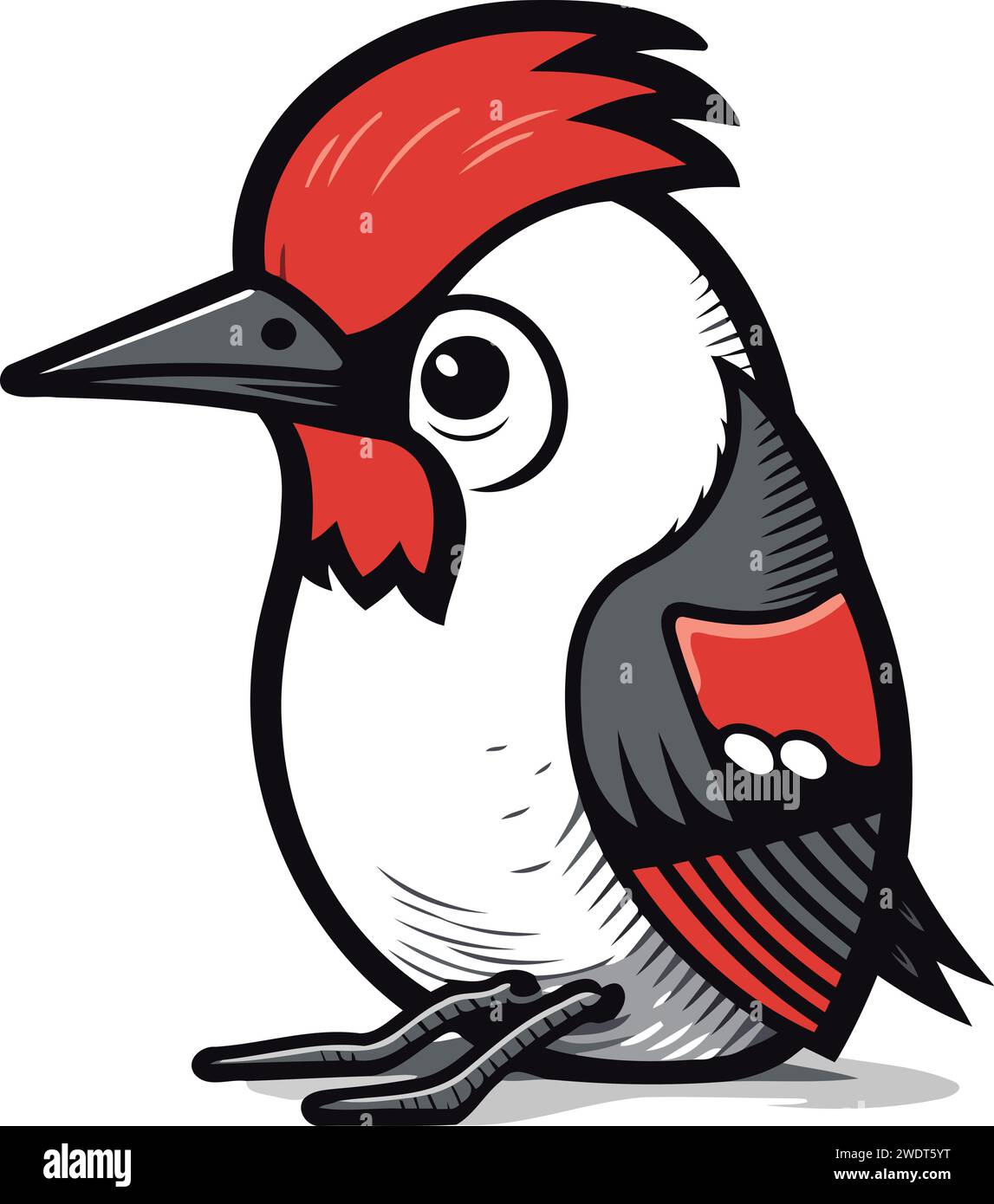 Vector image of a cute cartoon woodpecker on a white background Stock ...