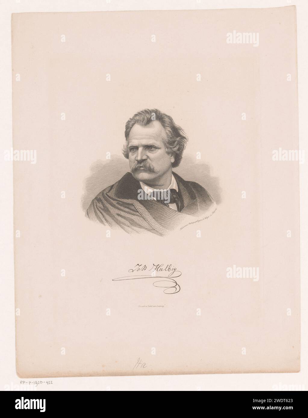 Portrait van Johann von Halbig, August Weger, after Anonymous, 1849 - 1892 print Leipzig paper ...