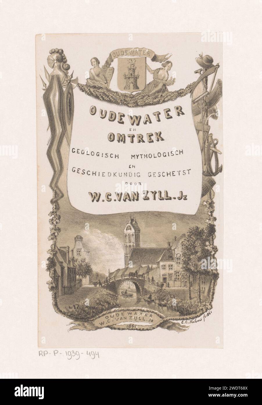 View of Oudewater, Eberhard Cornelis Rahms, 1861 print View of ...