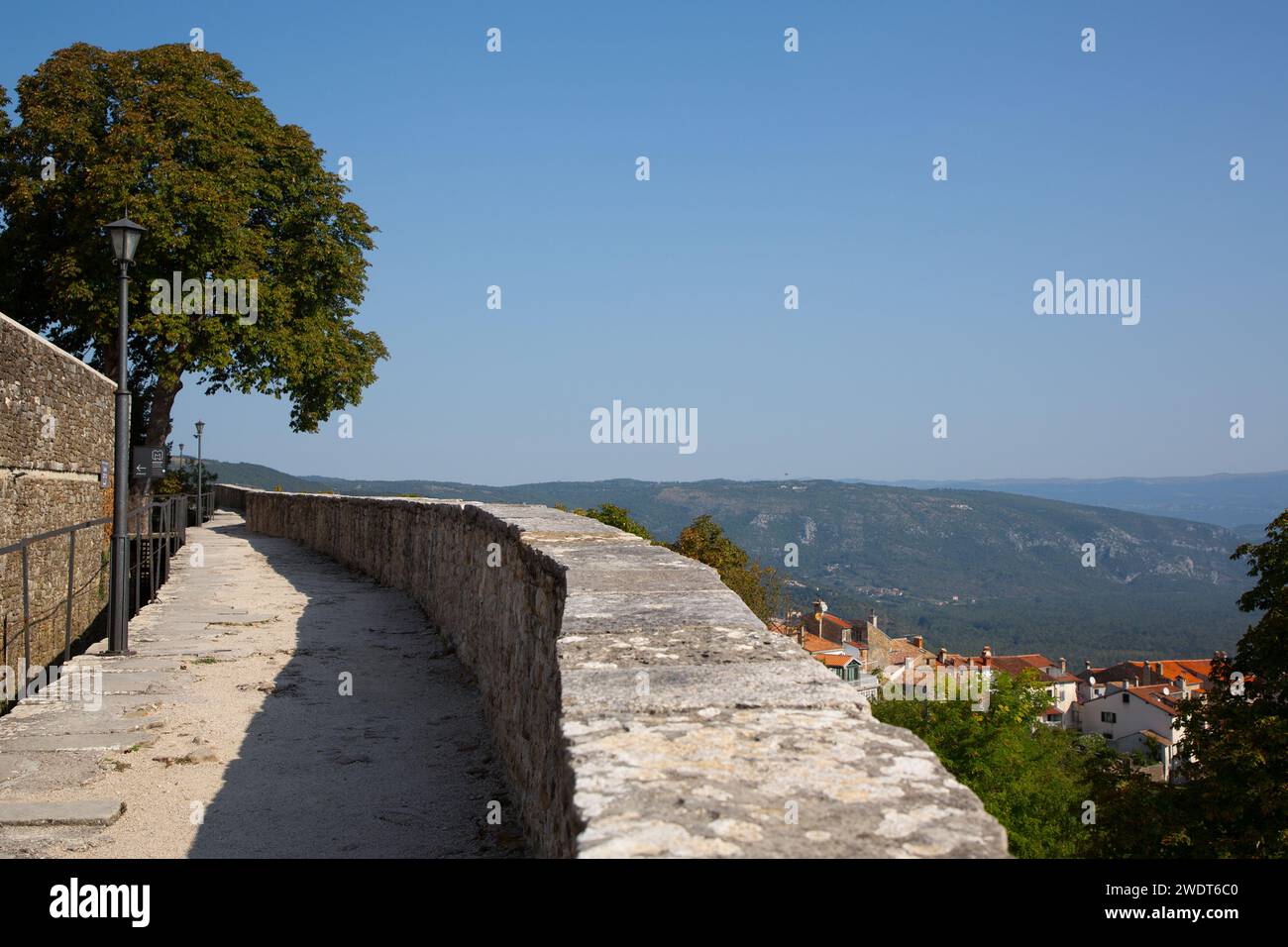 Walkway, Top of 13th century City Wall, Motovun, Central Istria ...