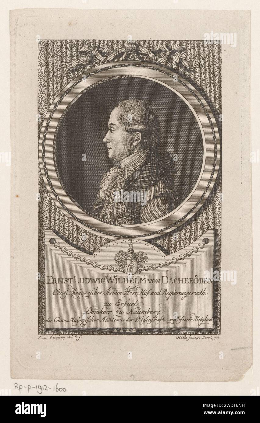 PortraT van Ernst Ludwig Wilhelm von Dacheröden, J.S.L. Halle, After J ...