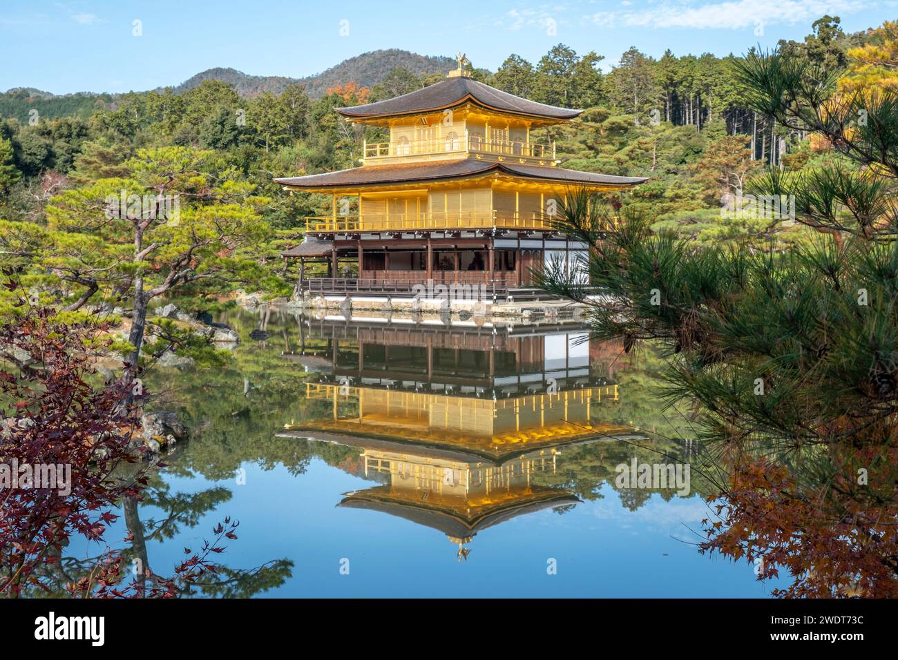 Kinkaku-ji temple of the Golden Pavilion reflected in a lake, UNESCO ...