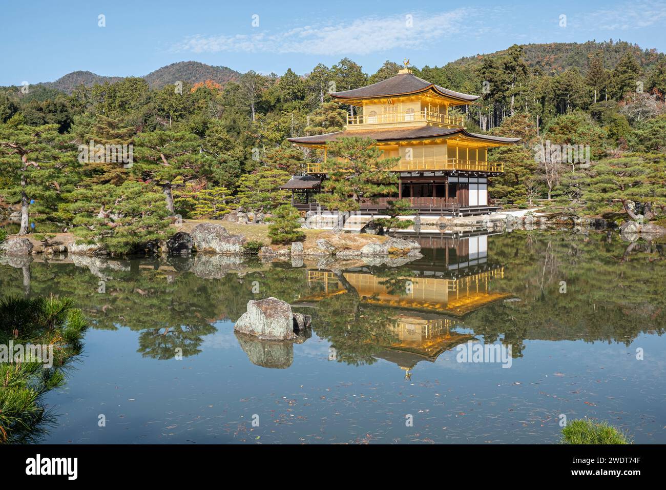 Kinkaku-ji Golden Pavilion Temple reflected in a pond in autumn, UNESCO ...