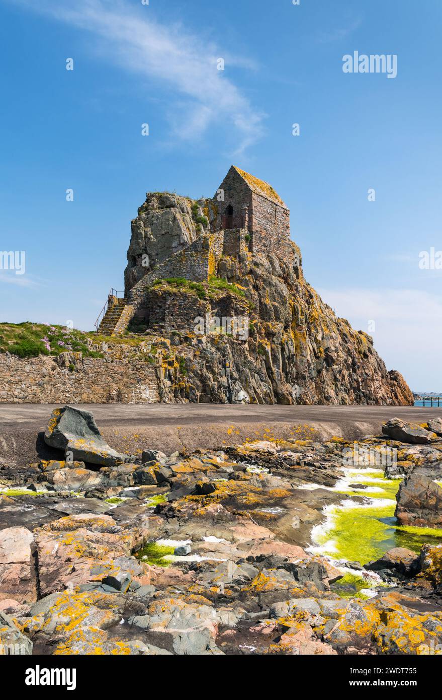Chapel on the Hermitage Rock, Elizabeth Castle, Jersey, Channel Islands ...