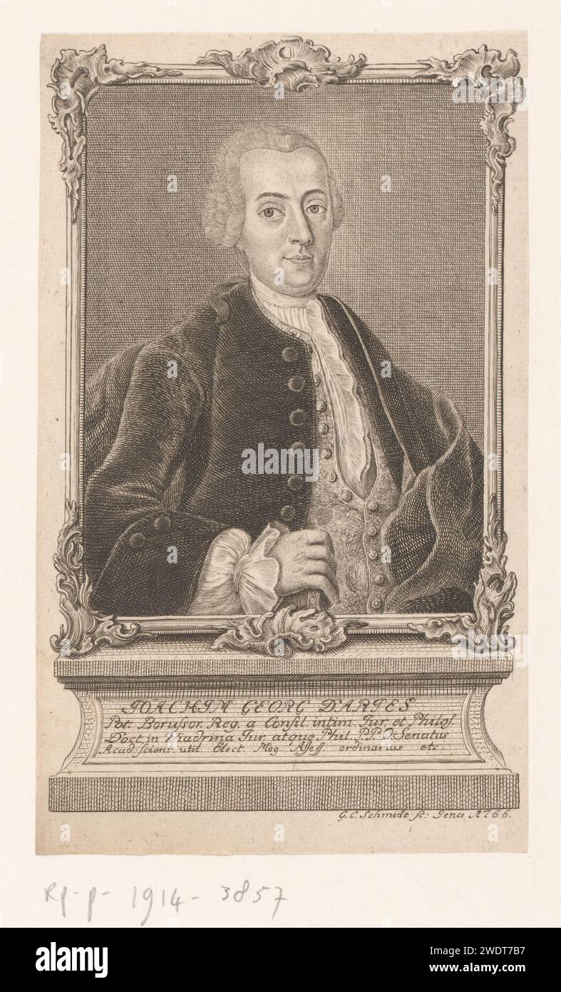 Portrait of Joachim Georg Darjes, Georg Christoph Schmidt, 1766 print ...