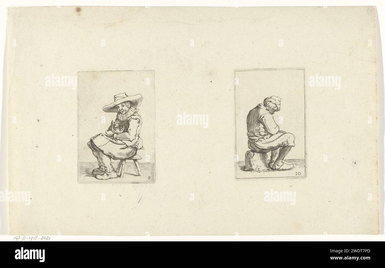 Two sitting figures, Anonymous, 1650 - 1700 print Two sitting figures ...