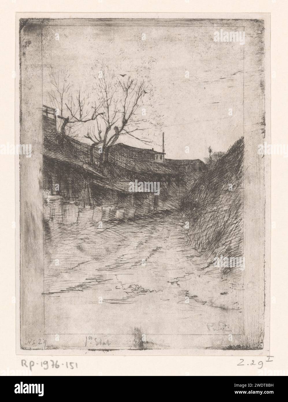 Road along buildings and trees, Philip Zilcken, 1867 - 1890 print paper ...