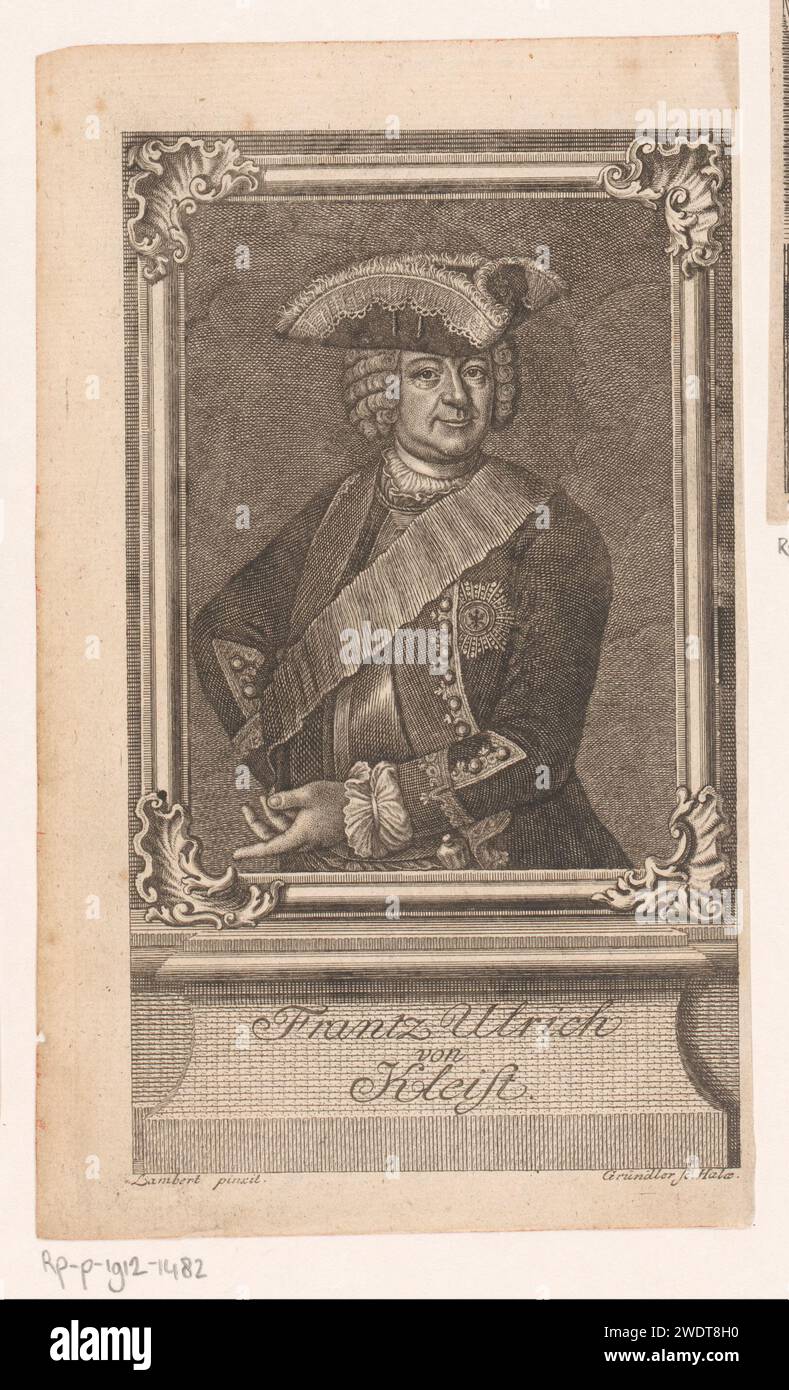 Portrait van Franz Ulrich von Kleist, Gottfried August Gründler, After ...