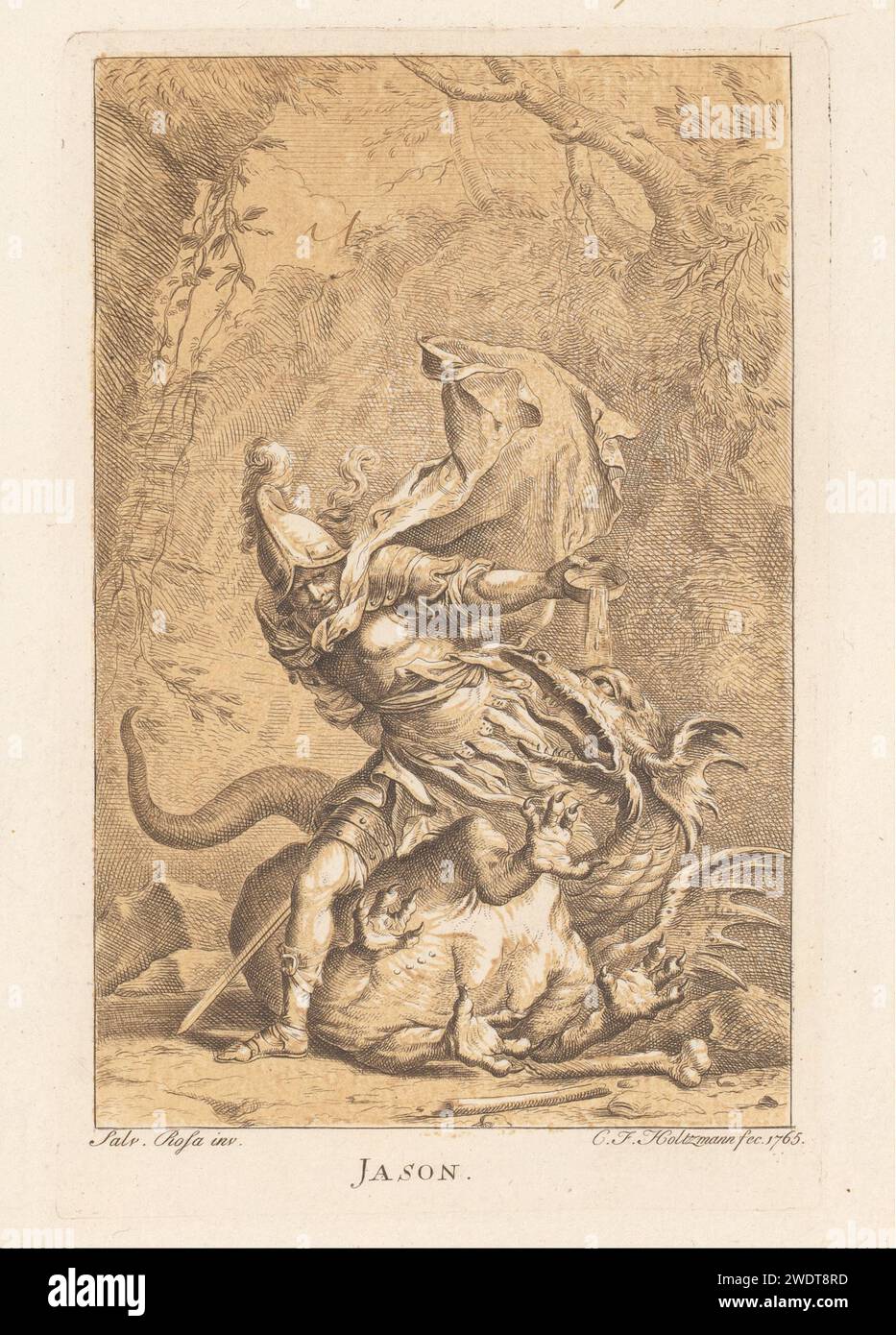 Jason a Draak, Carl Friedrich Holtzmann, After Salvator Rosa, 1765 ...