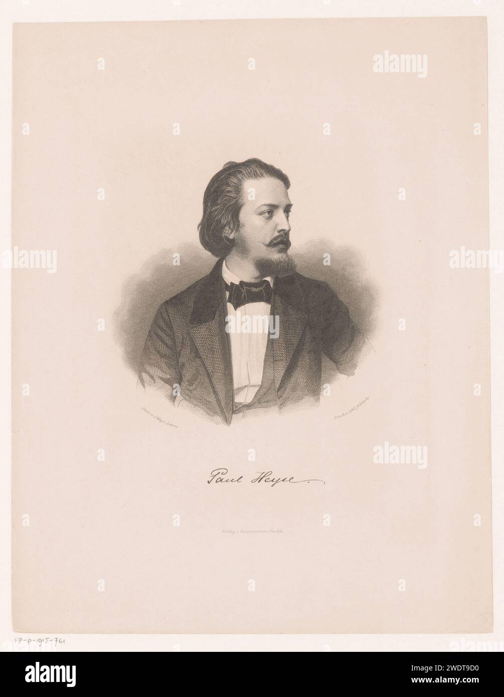 PortraT van Paul Heyse, August Weger, 1860 - 1892 print Leipzig paper ...