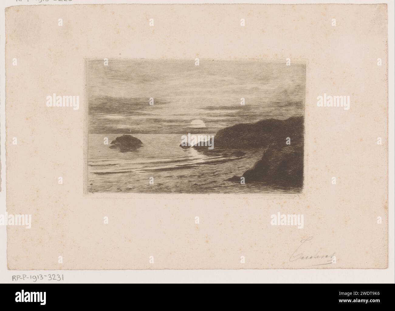 Sunset by the sea, Jerôme Tuyttens, c. 1850 - c. 1900 print paper ...