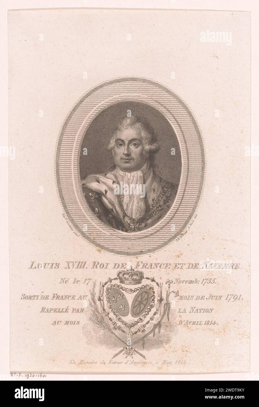 Portrait of Louis XVIII, King of France, Friedrich Wilhelm Bollinger ...
