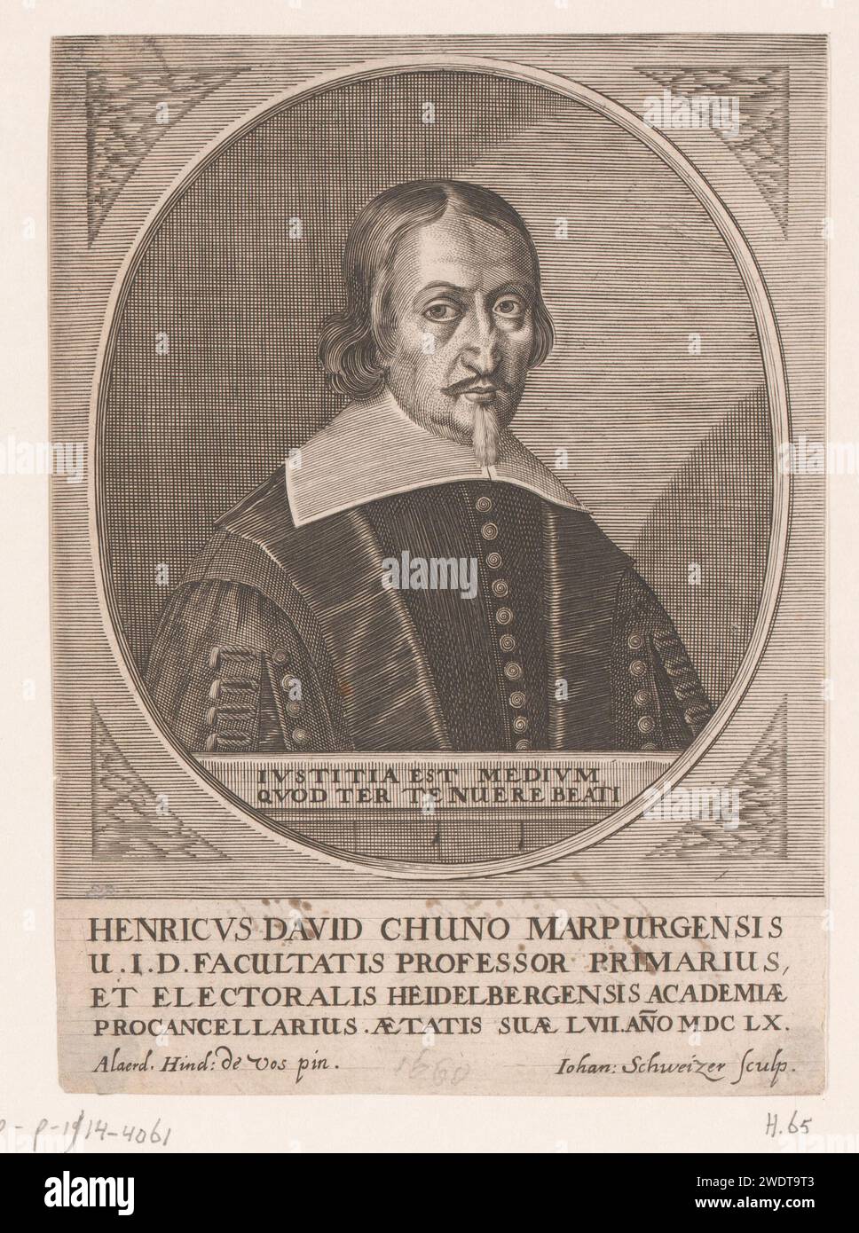 Portrait van Heinrich David Chuno, Johann Schweizer, After Alard ...