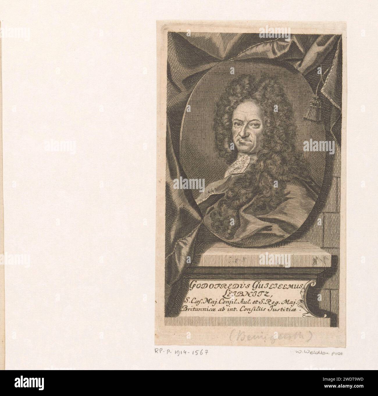 Portrait of Gottfried Wilhelm Leibniz, Martin Berbigeroth, 1717 print ...