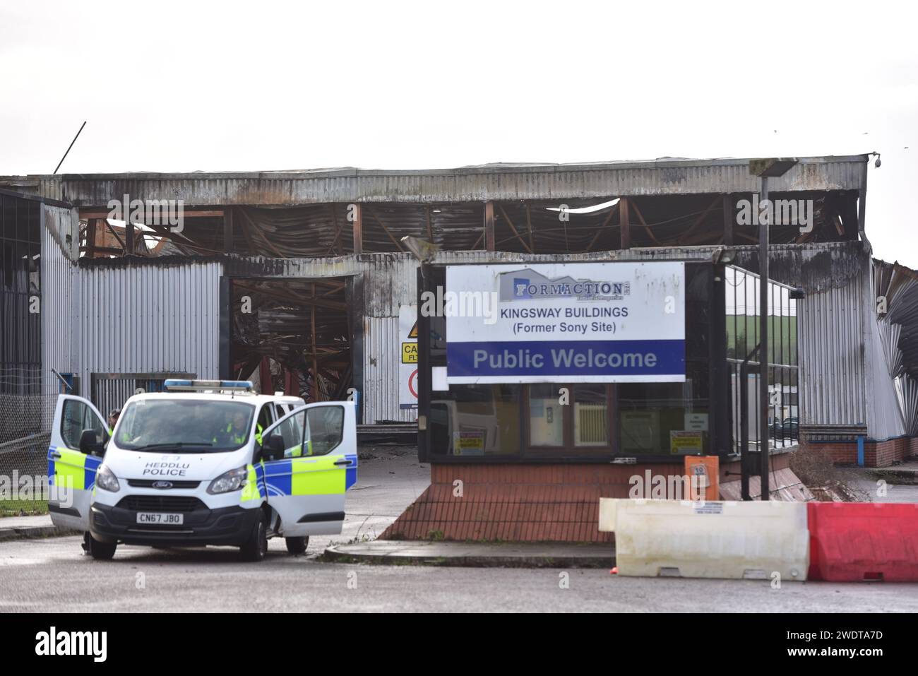 Ex Sony plant fire, Bridgend Industrial Estate, South Wales Stock Photo ...