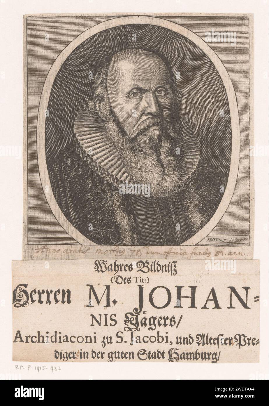 Portrait van Johannis Jägers, Hans Martin Winterstein, 1663 print ...