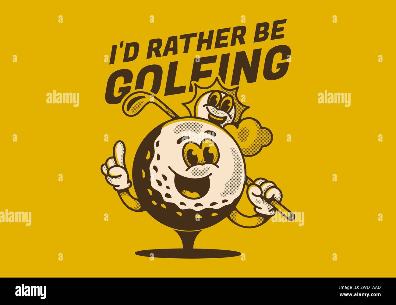 I'd rather be golfing. Vintage mascot character illustration of a golf ...