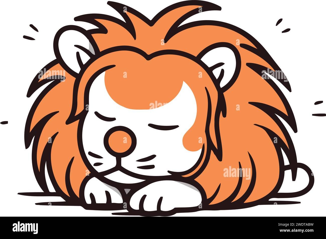 Sleeping lion drawing Cut Out Stock Images & Pictures - Alamy