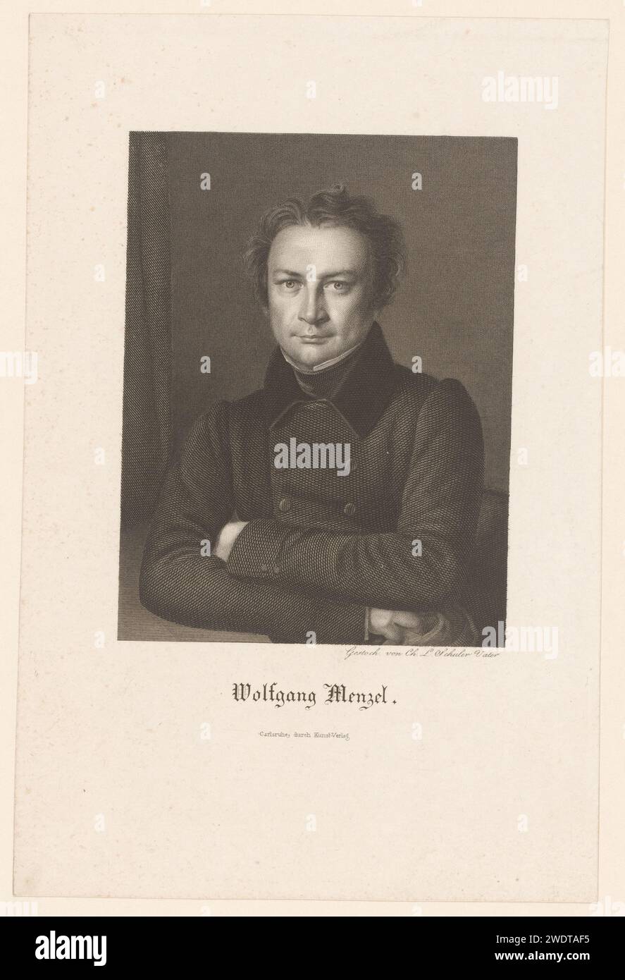 Portrait of Wolfgang Menzel, Charles Louis Schuler, 1808 - 1852 print ...
