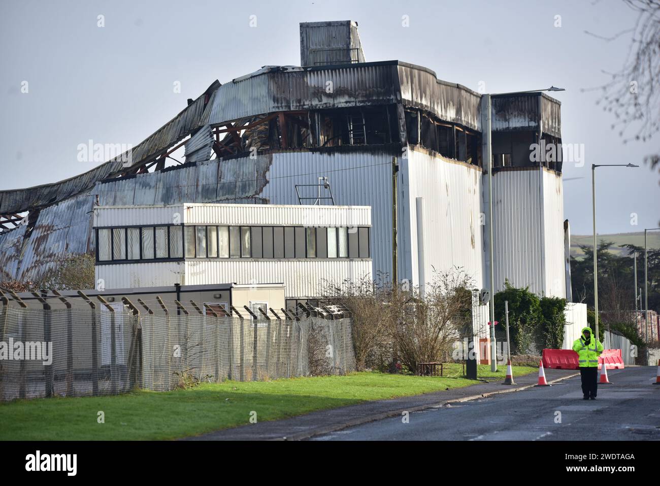 Ex Sony plant fire, Bridgend Industrial Estate, South Wales Stock Photo ...