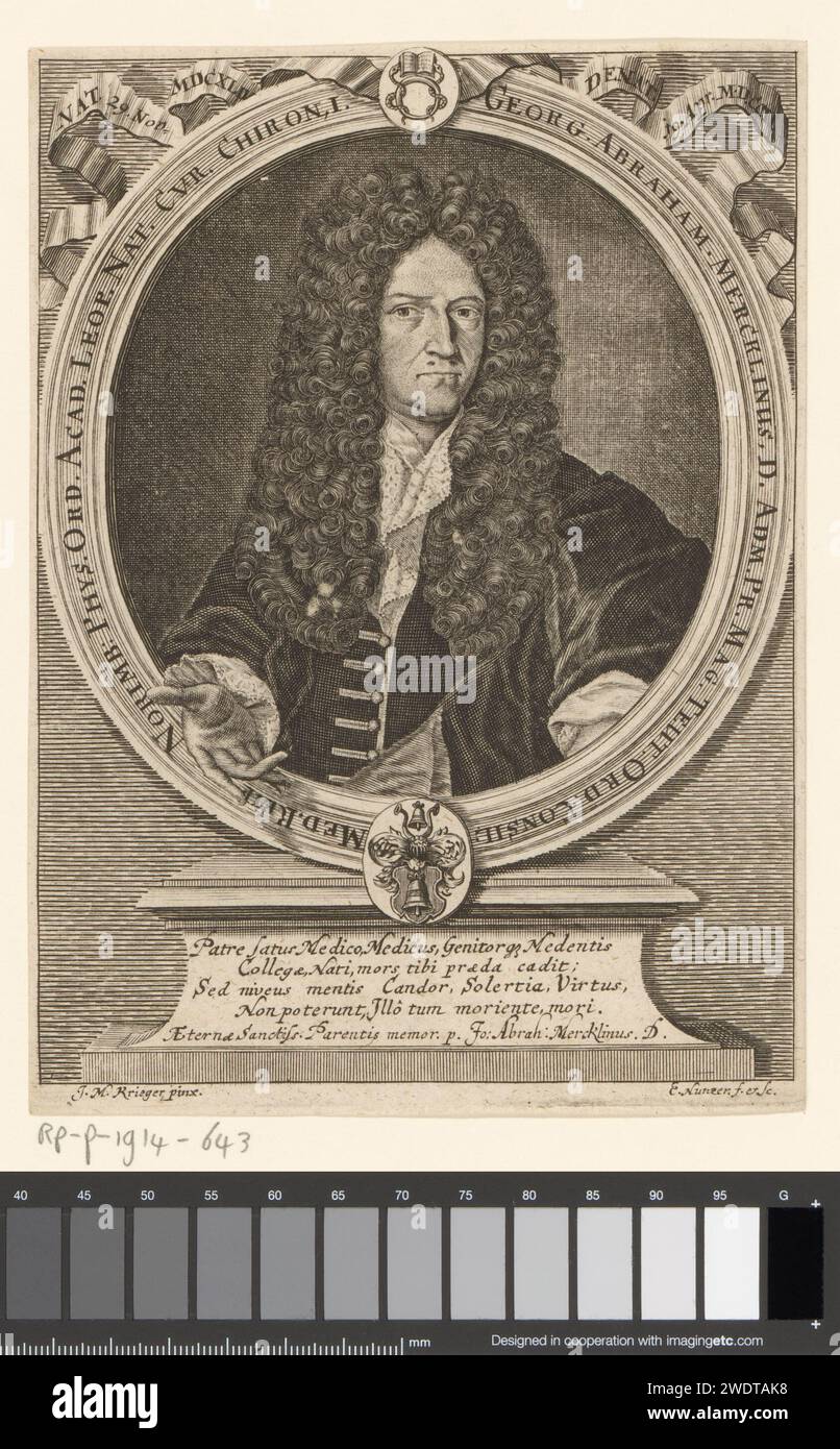 Portrait van Georg Abraham Mercklin, Engelhard Nunzer, After J.Melchior ...