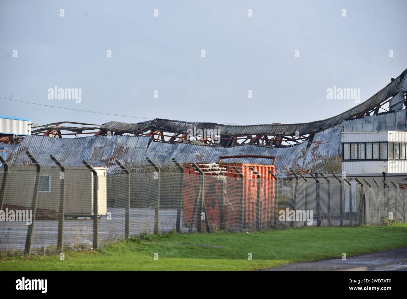 Ex Sony plant fire, Bridgend Industrial Estate, South Wales Stock Photo ...