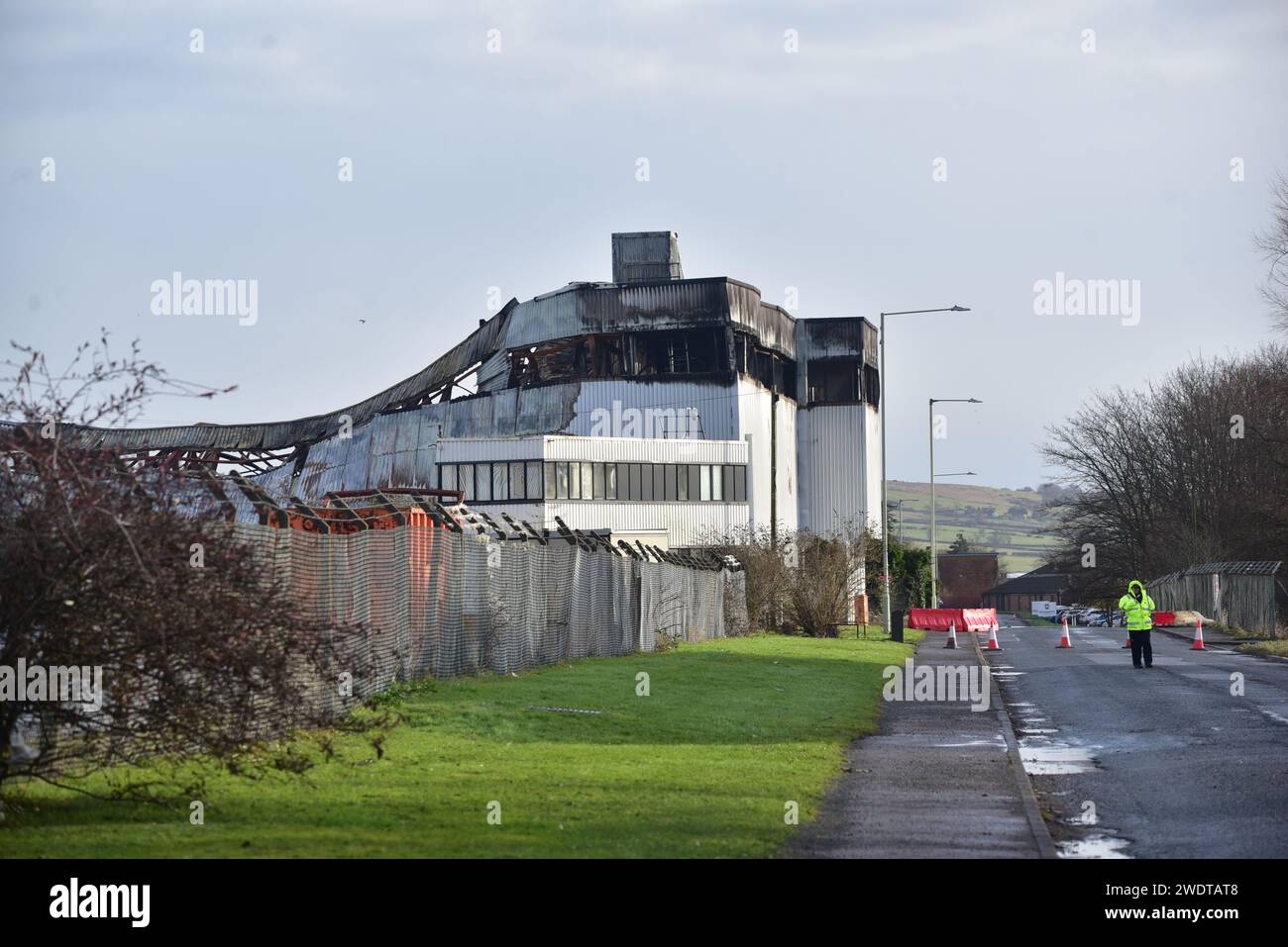Ex Sony plant fire, Bridgend Industrial Estate, South Wales Stock Photo ...