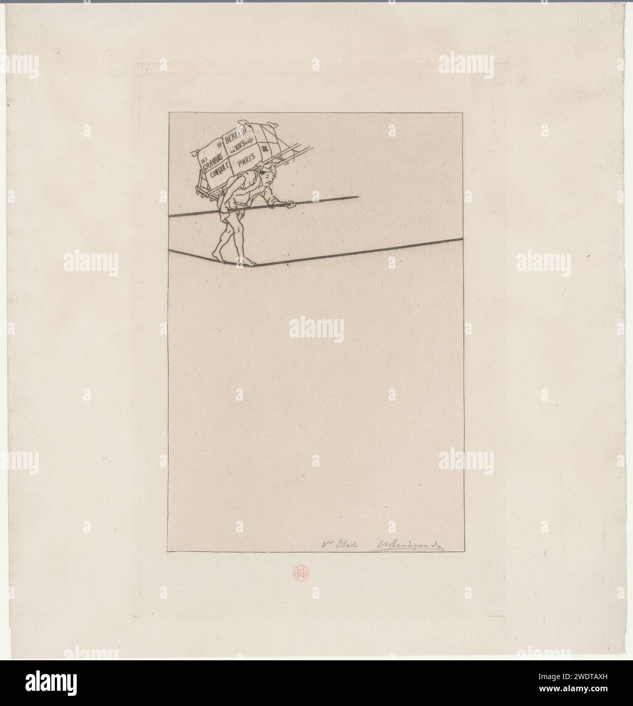 Cord dancer with package on his back, Henri Charles Guérard, 1856 ...