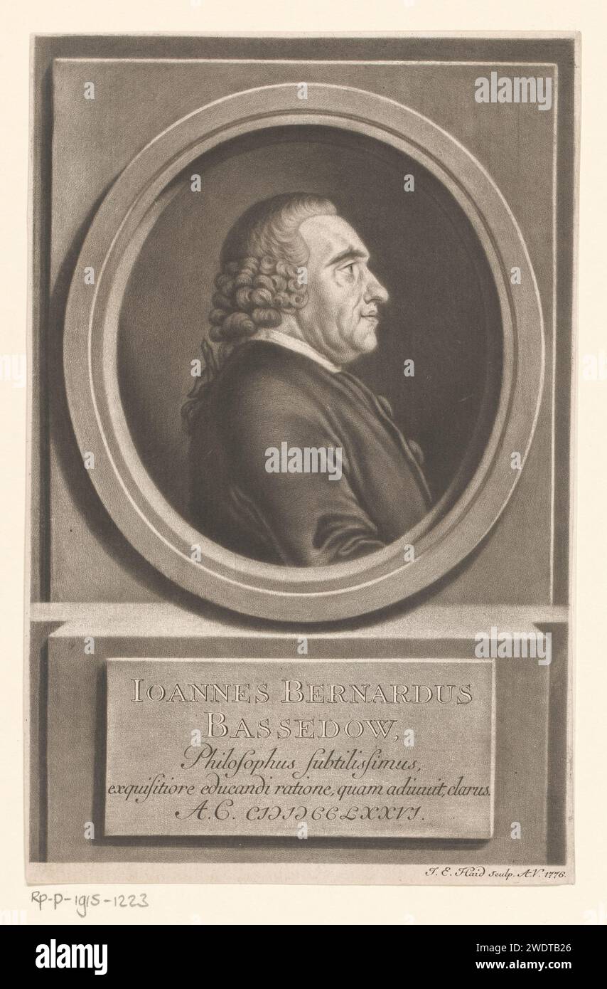 Portret van Johann Bernhard Basedow, Johann Elias Haid, 1776 print ...