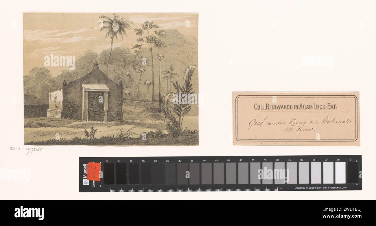 Grave of the emperor on Timor, Gerardus Johannes Bos, after Adrianus Johannes Bik, 1858 print ...