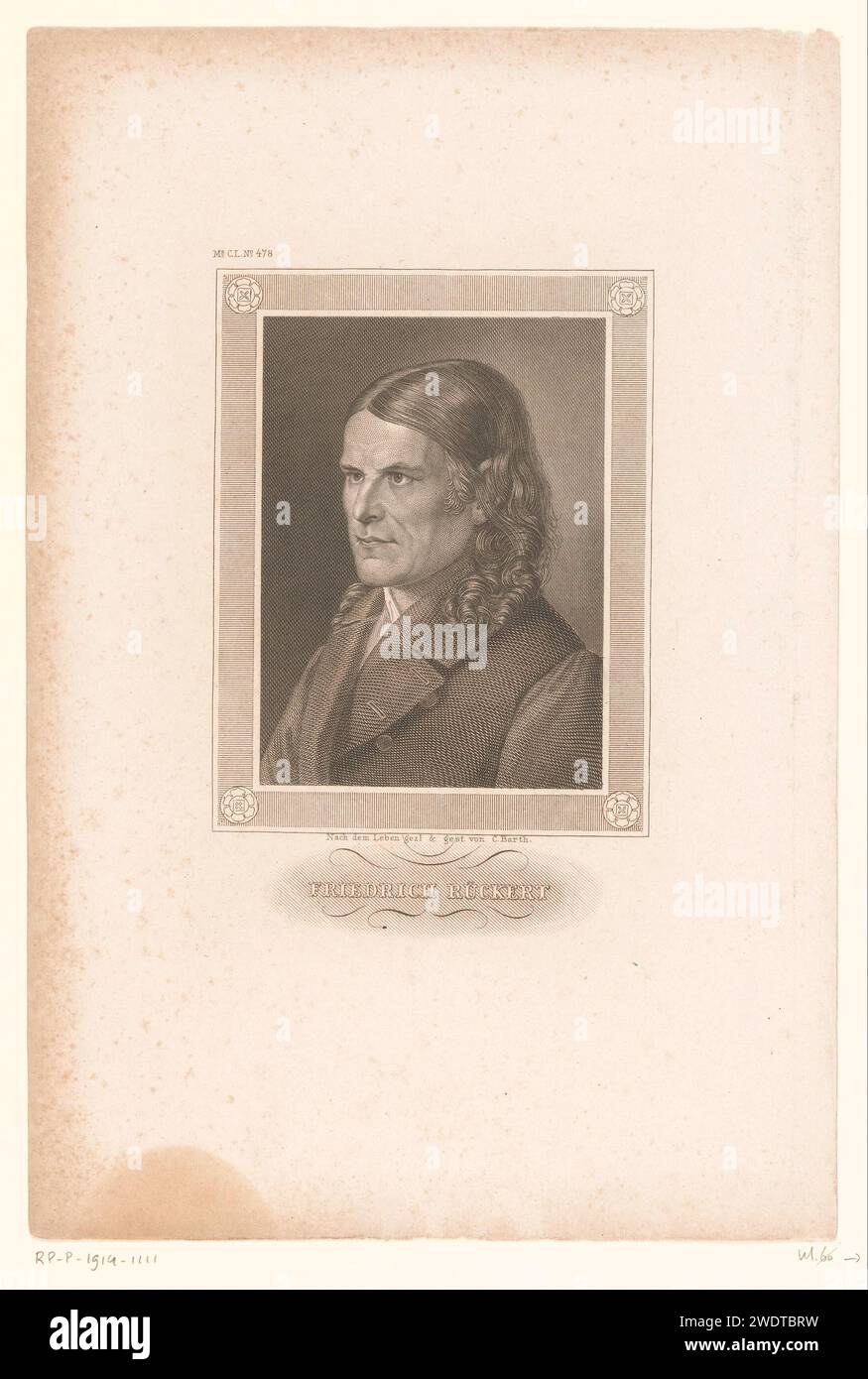 Portrait van Friedrich Rückert, Karl Barth, 1828 - 1853 print ...