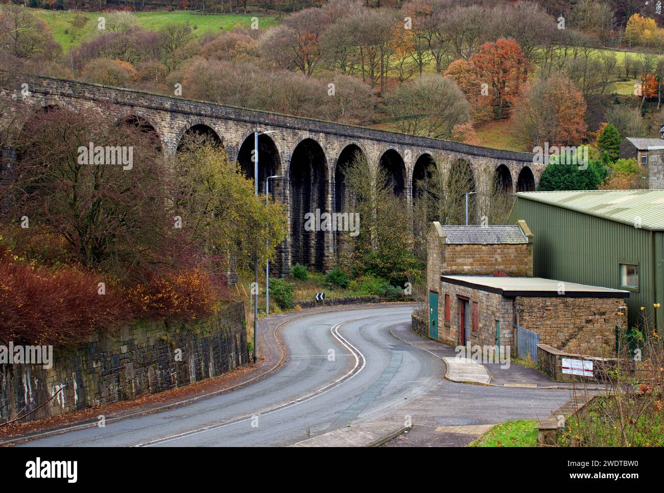 The Lydgate viaduct, a miracle of rail engineering surrounded by autumn ...