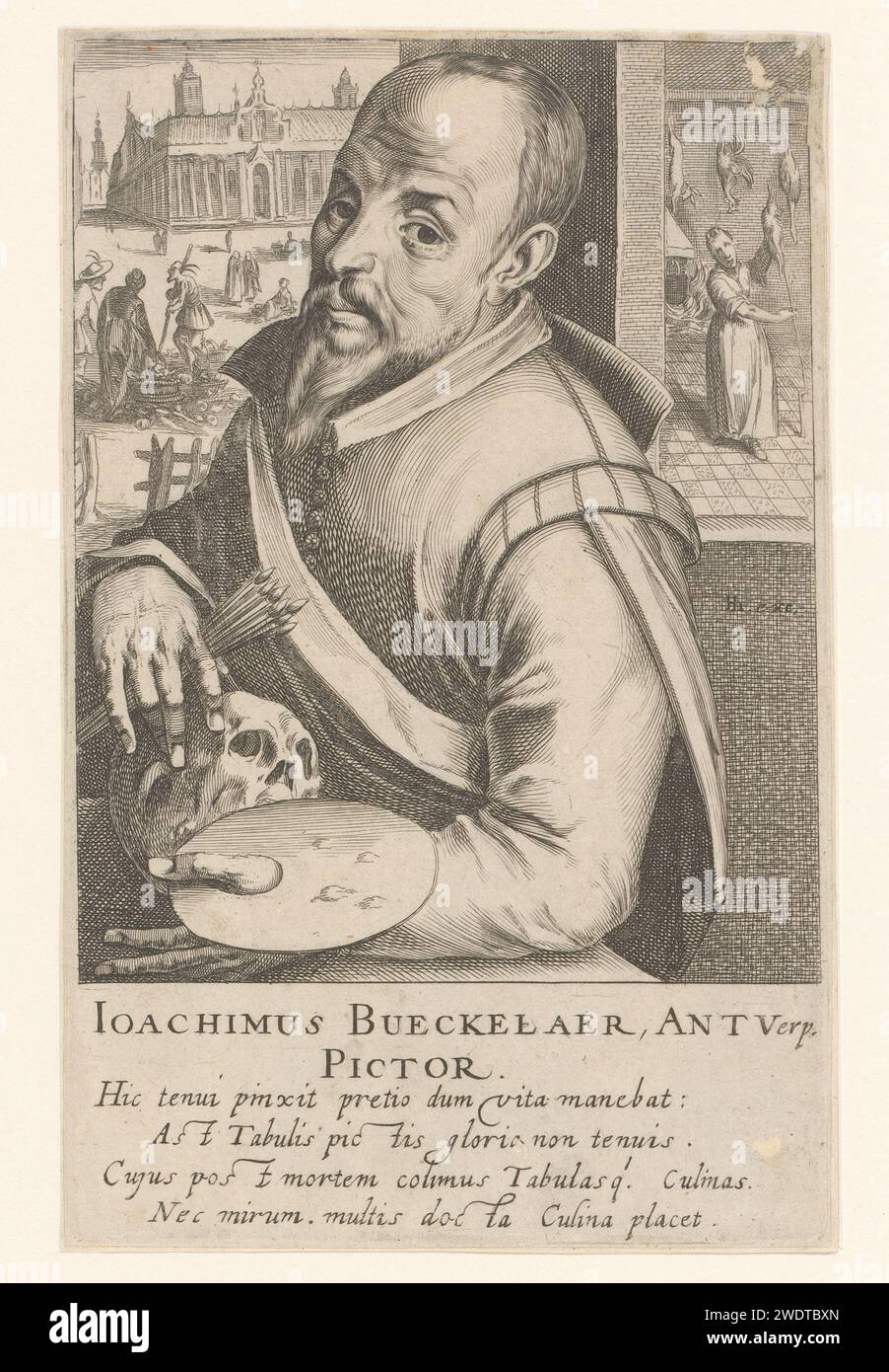 Portrait of Joachim Beukelaer, Simon Frisius, 1610 print The Hague ...