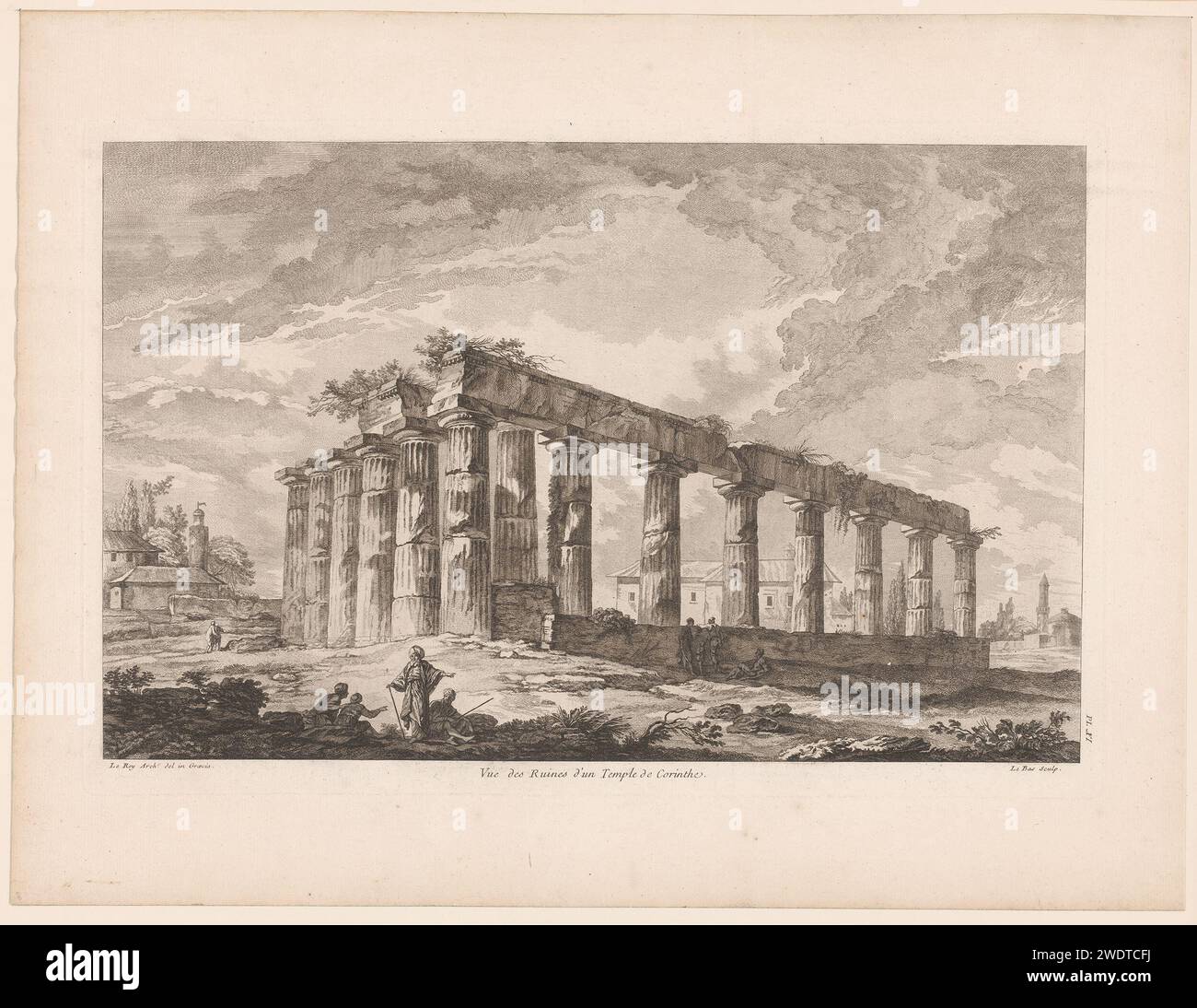 View of the Apollo temple of Corinthe, Jacques-Philippe Le Bas, After ...
